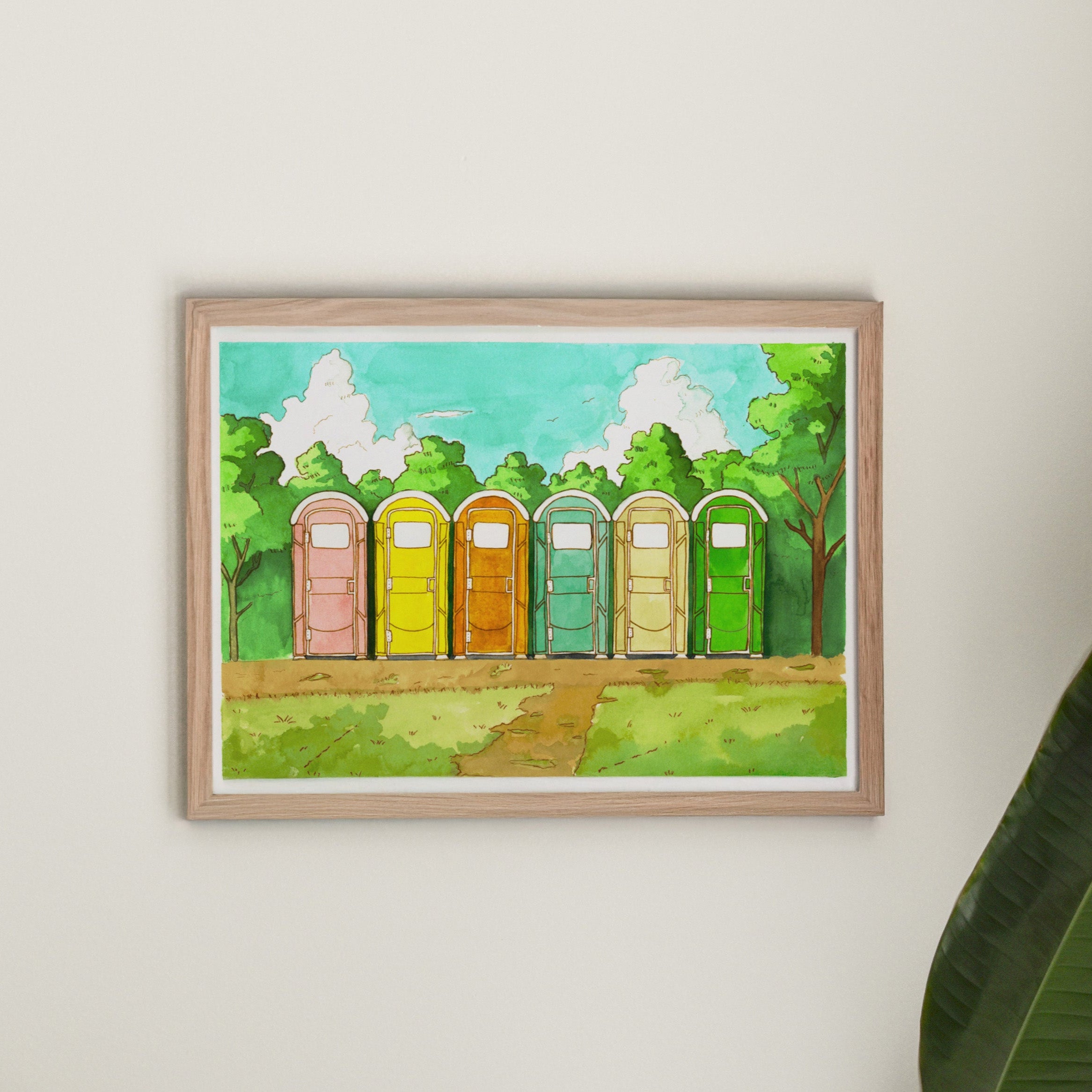 "Porta Party" Watercolor Art Print | 5x7 or 8.5x 11 inches | Bathroom ...